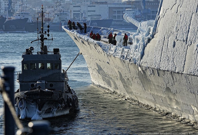 15 Freezing Photos Of Korean Warship Covered With Ice Arrived In Russia Reckon Talk