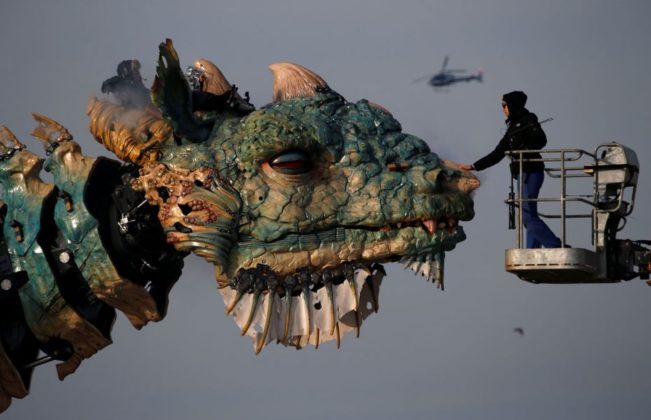 A Giant 25 Meter-Long Dragon Approaches Calais, France | Reckon Talk